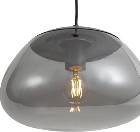 Retro závěsná lampa antracitová s kouřovým sklem - Giselle