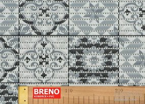 Breno Koupelnová pěnová předložka SOFTY-TEX 79826.1 šedé dlaždice, šíře 65 cm, Šedá