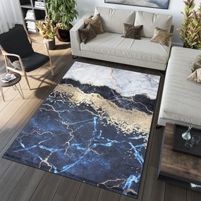 Modrý módní koberec s abstraktním vzorem Šířka: 120 cm | Délka: 170 cm