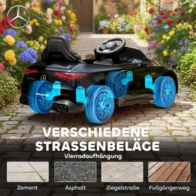 AIYAPLAY Dětské elektrické auto, design Mercedes, 12V motory, dálkové ovládání, LED světla, hudba, pro děti 3-6 let, černá