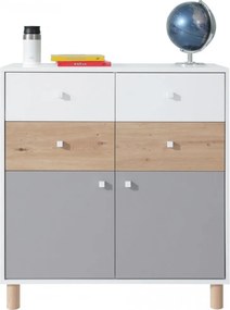 FARO | komoda FR10 se zásuvkami | 85 cm | bílá/artisan/šedá