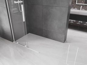 Mexen Velar L, posuvná sprchová zástěna Walk-in 110 x 200 cm, 8mm čiré sklo, bílá matná, 871-110-003-03-20