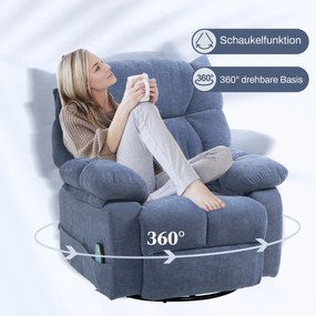 HOMCOM Relaxační křeslo s masážní funkcí, elektrické TV křeslo s vyhříváním, polohovací funkcí, otočné masážní křeslo s pružinovým systémem | Aosom