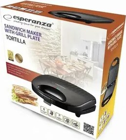 Esperanza EKT009 Tortilla sendvičovač černá / 1000 W / automatická reg