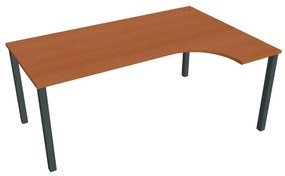 Stůl ergo oblouk levý 180×120/80 cm - Hobis Uni UE 1800 L Dekor stolové desky: třešeň, Barva nohou: černá