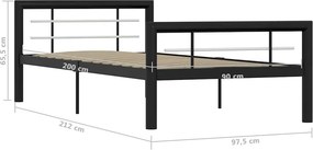 Rám postele černobílý kov 100 x 200 cm 284551