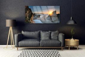 Plexisklo-obraz Skála Pláž Slunce Krajina 120x60 cm