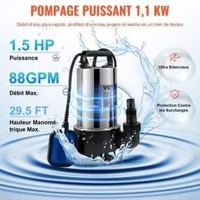 ponorné vodní čerpadlo, 1100 W 20000 L/H, s 10 m