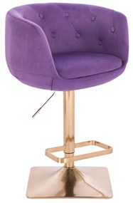 LuxuryForm Barová židle MONTANA  VELUR na zlaté hranaté podstavě - fialová