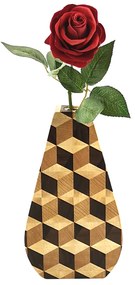 AMADEA Dřevěná váza mozaika, masivní dřevo - spárovka ze tří dřevin, výška 23 cm