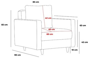 Atelier del Sofa 1-místná pohovka - křeslo Eva - Anthracite, Antracitová