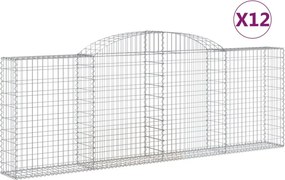 Klenuté gabionové koše 12ks 300x30x100/120cm pozinkované železo 3146531