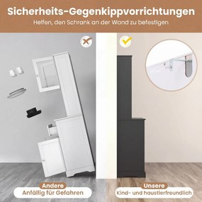 Costway Kuchyňská skříň vysoká s 4 dvířky a 2 zásuvkami a pracovní deskou a 2
