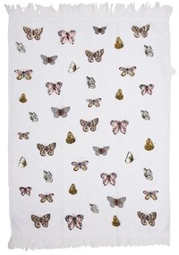Bílý froté kuchyňský ručník s motýlky Butterfly Paradise - 40*66 cm