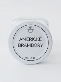 Samolepka na kořenky AMERICKÉ BRAMBORY průhledná 5 cm základní písmo