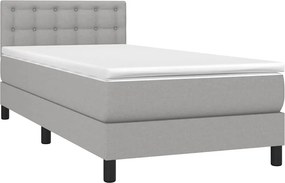 Box spring postel s matrací a LED světle šedá 90x190 cm textil 3133437