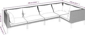 vidaXL 5dílná zahradní sedací souprava a podušky polyratan tmavě šedá [3099838]