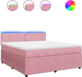 Box spring postel s matrací růžová 180x200 cm samet 3290105