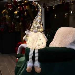 Vánoční dekorace skřítek s flitrovaným kloboukem 71 cm