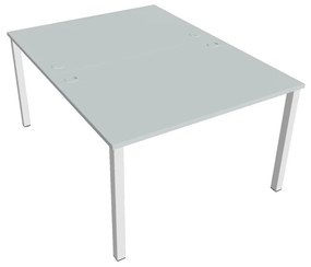 Dvojstůl pracovní rovný 120×160 cm - Hobis Uni USD 1200 Dekor stolové desky: šedá, Barva nohou: bílá