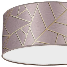 Stropní svítidlo Ziggy Round, 1x růžové/zlaté textilní stínítko, (bílé plexisklo), (fi 40 cm)