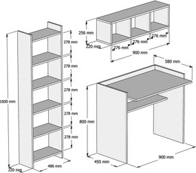 Pracovní stůl s knihovnou Matilda White