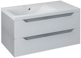 Sapho WAVE umyvadlová skříňka 89,7x45x47,8cm, levá, bílá/dub stříbrný - WA092-3011
