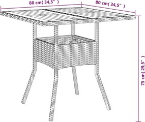 vidaXL Zahradní stůl s akáciovou deskou 80x80x75 cm polyratan [365520] Barva: Černá