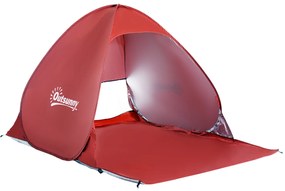 Outsunny beach shell pop up stan 200x150x119cm rychlé automatické stavění z polyesteru v červené barvě pro pláž a kempování | Aosom.de