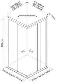 Aqualine Alain BTQ900 sprchový kout čtvercová 90 x 90 cm