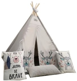 Lovegifts  Teepee stan pro děti Jelen 110x110cm šedý