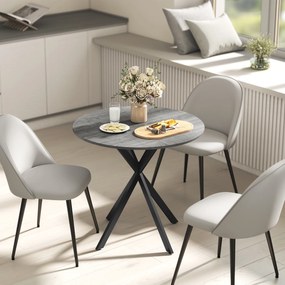 HOMCOM kulatý jídelní stůl, průměr 80 cm, průmyslové ocelové X-nohy, do kuchyně/jídelny/domácí kanceláře, šedý