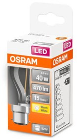 Kapková LED žárovka OSRAM B22d 4W 2 700K čirá