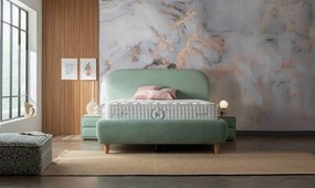 Čalouněná postel SHINY NEW s matrací - světle zelená 90 × 200 cm