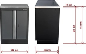 Dvoudveřová skříňka s nerezovou pracovní deskou Matabro SET-CA01057 | 1 police | 680x465x950 mm