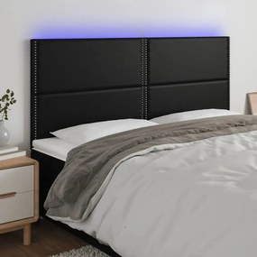 Čelo Postele S Led Šedé Umělá Kůže Černá 200 x 5 x 118/128 cm