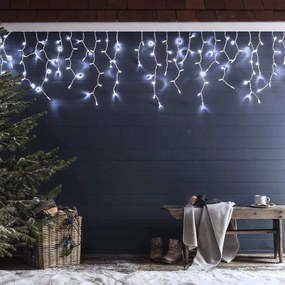 Venkovní LED vánoční závěs Délka světelné části + délka přívodního kabelu a počet LED: 2,5m+5m, 105 LED, stálé svícení, s časovačem 6h/18h