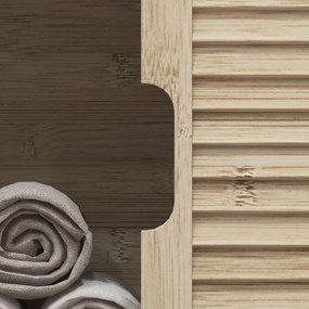 HOMCOM Bambusový skříňka pod umyvadlo, Koupelnová skříňka s 2 posuvnými dveřmi, 60 x 30 x 60 cm, Přírodní dřevo