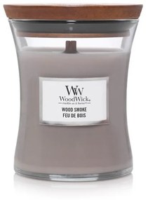 WoodWick Vonná svíčka WoodWick - Wood Smoke 275 g, šedá barva, sklo, dřevo