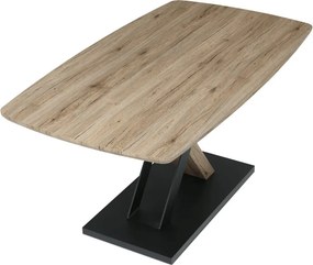 Stůl jídelní, kovové nohy, MDF, 3D dekor dub san remo, černý lak. (165 x 90) cm