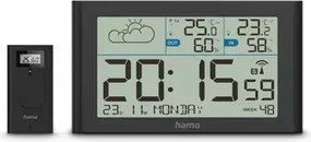 Hama Sylt černá / meteostanice / bezdrátový senzor / DCF hodiny / tepl