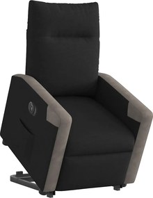 Elektrické zvedací polohovací křeslo černé textil 3324102
