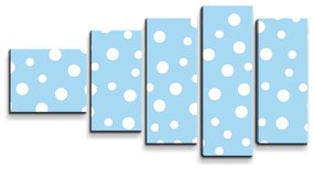 Sablio Obraz - 5-dílný Bílé puntíky na modré - 100x60 cm
