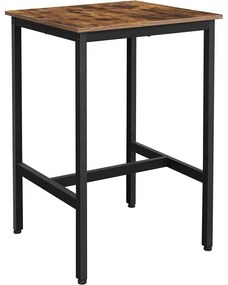 Vysoký barový stůl, čtvercový, jídelní stůl, rustikální hnědý a černý