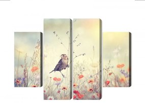 Vícedílný obraz Pták Mezi Divokými Květinami Nedostatek Nedostatek Plátno Canvas 80x60