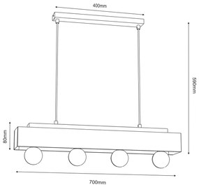 Lustr na lanku MILUZA 4xE27/15W/230V