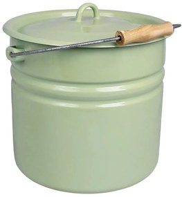 Zelený smaltovaný kbelík s víkem Emil´s Enamel Green - Ø 28*27 cm / 12L