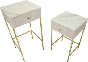 Sada odkládacích stolků Waverly 45 cm krémová