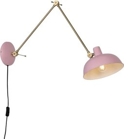 Nástěnné svítidlo s ramenem a vypínačem Milton Pink