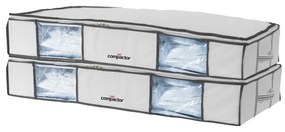 Sada 2 bílých úložných boxů pod postel s vakuovým obalem Compactor XLarge Underbed Life, 105 x 15,5 cm